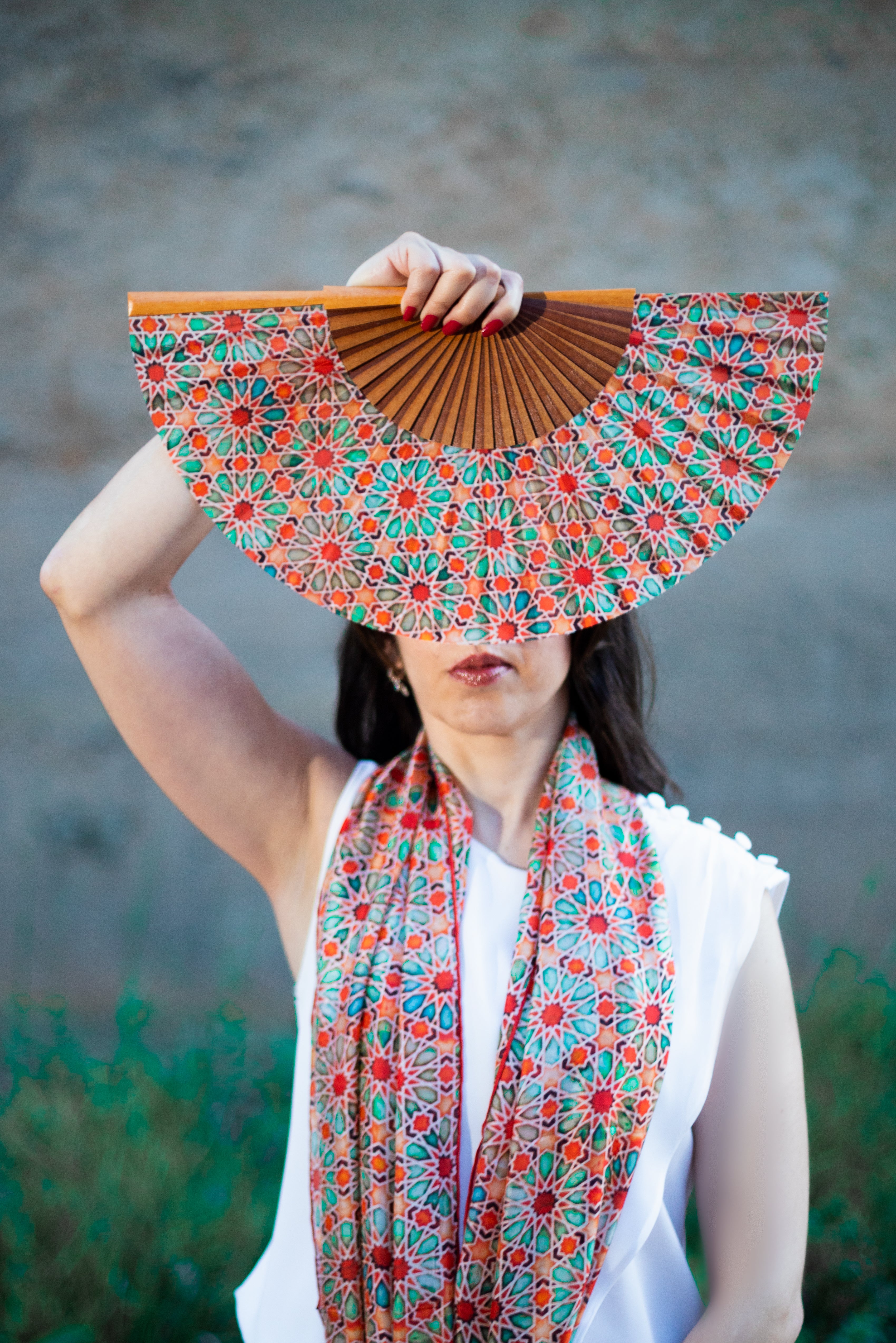 Islamic Art inspired Silk Hand Fans - Munira, Unique Artisan Gifts ...