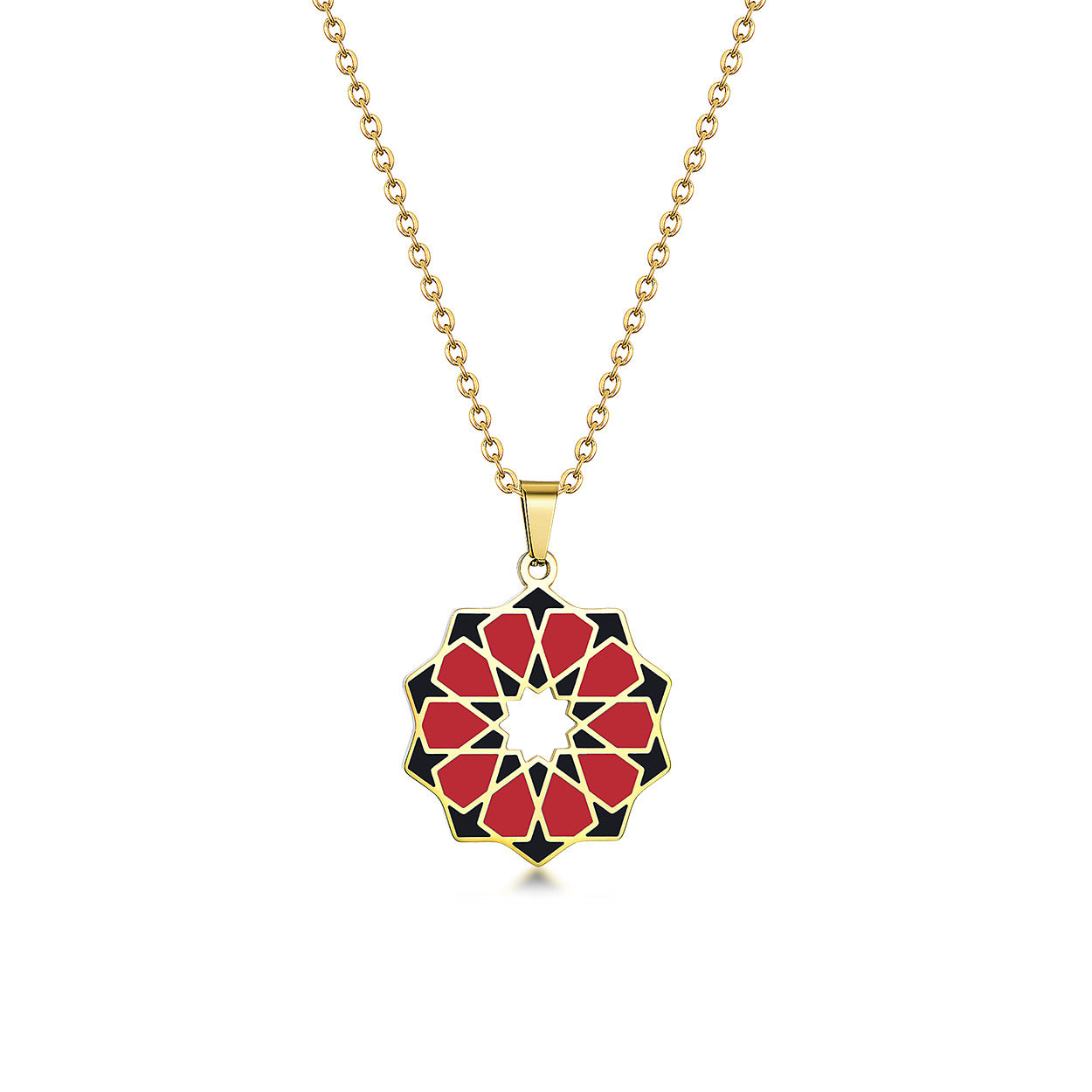 Black, Red & Gold Islamic Art Necklace Siraj - Munira Gifts