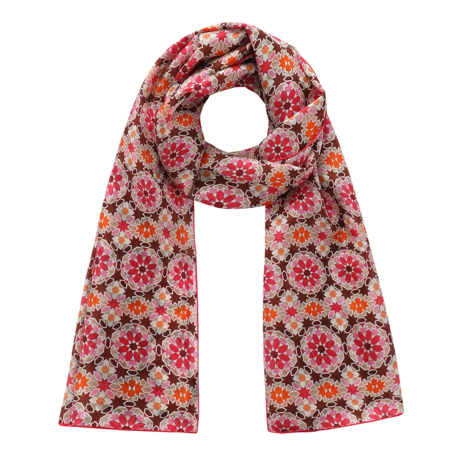 Sacred Geometry Pink Silk Scarf Mashrabia V1 | Munira Scarves