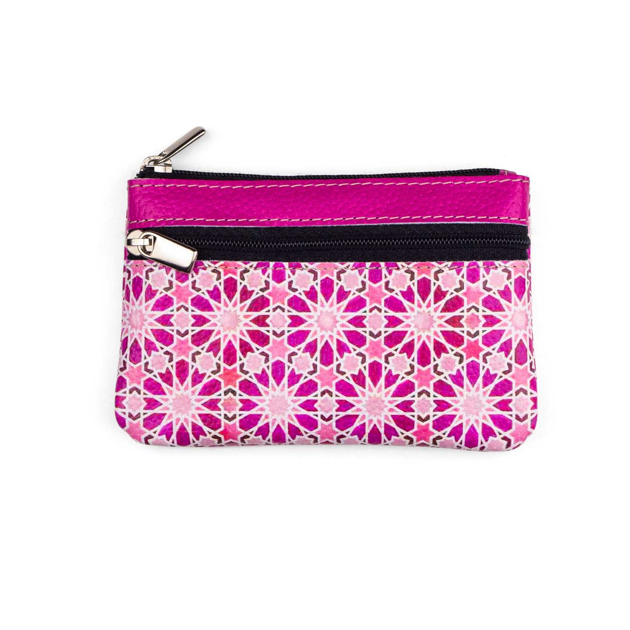 Pink Leather Coin Purse Zellige - Islamic Art - Munira